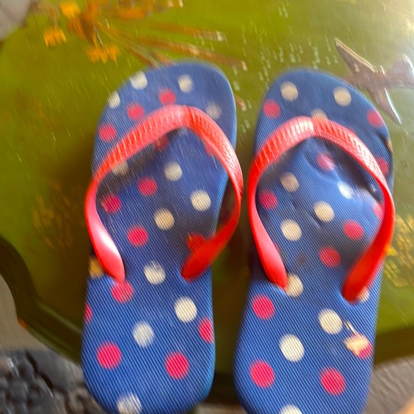 Shoes | Blue Red White Polka Dot Flip Flop Bought At Adventure Island ...